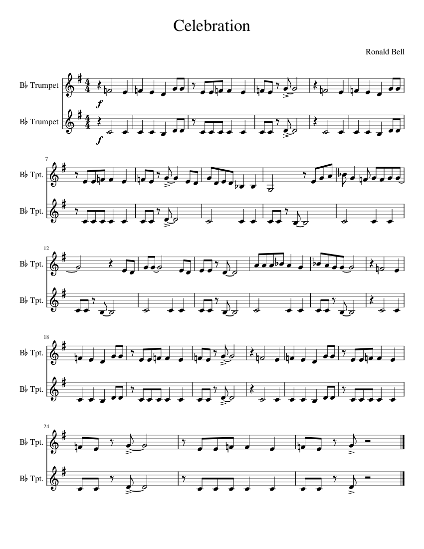 Celebration Sheet music for Trumpet | Download free in PDF or MIDI ...