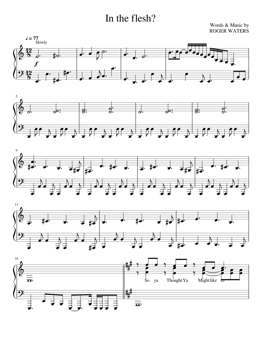 In the Flesh? Sheet music for Piano | Download free in PDF or MIDI ...