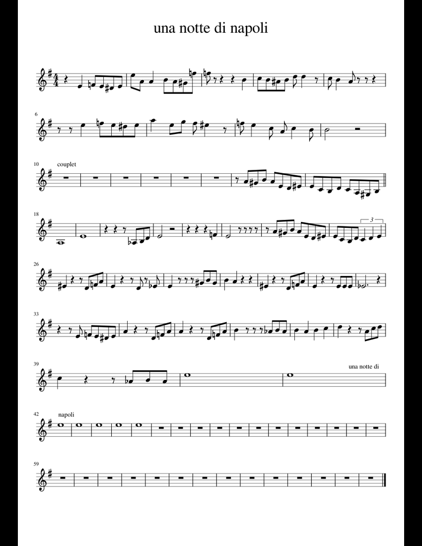 Una notte di napoli sheet music for Violin download free in PDF or MIDI