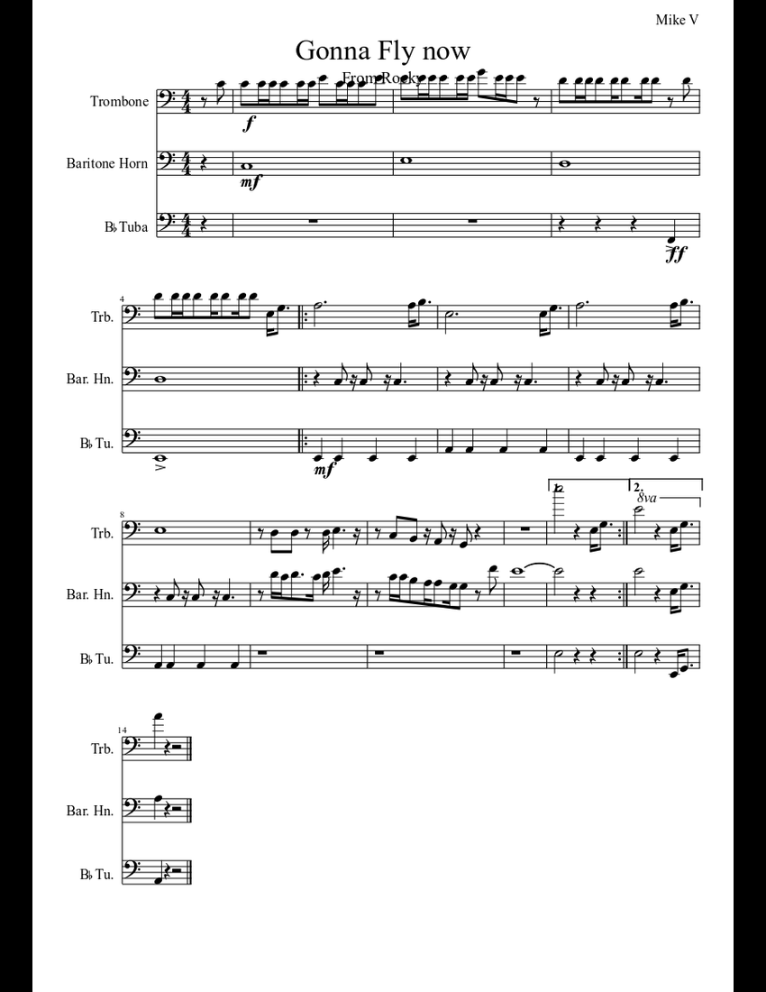 Gonna Fly now for Low Brass sheet music download free in PDF or MIDI