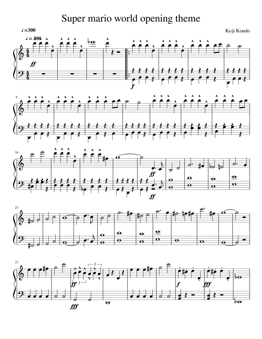 Super mario world opening theme Sheet music for Piano | Download free ...