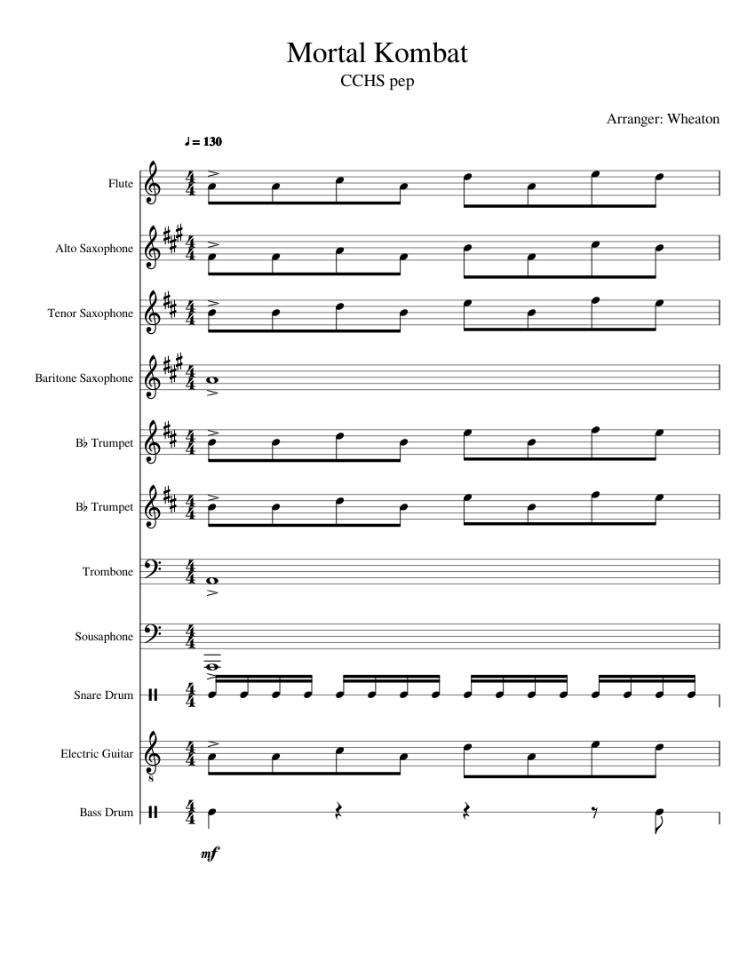 Mortal Kombat Sheet music for Trumpet (In B Flat), French Horn, Soprano ...