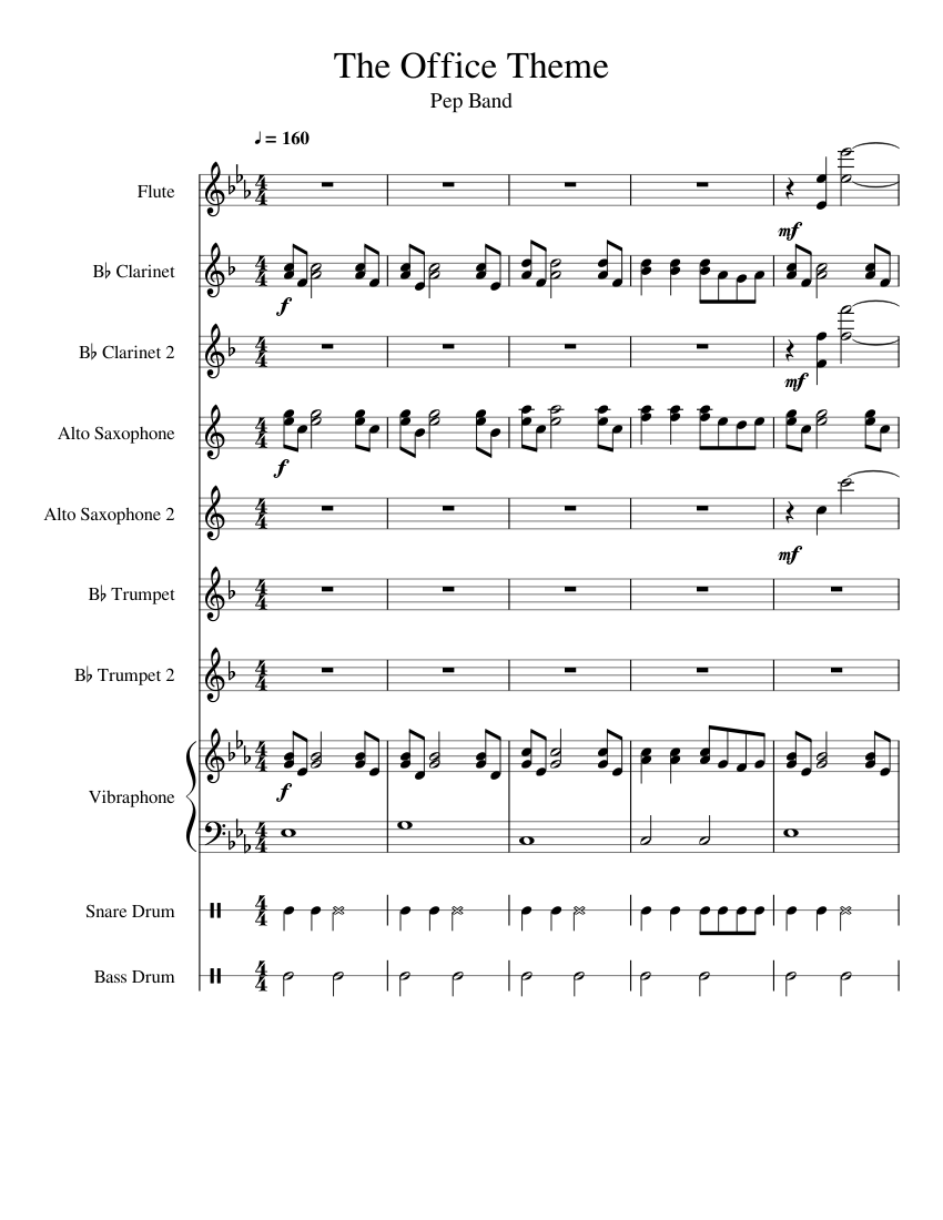The Office The Pep Band Sheet Music For Flute Clarinet Alto Saxophone the-office-the-pep-band-sheet-music-for-flute-clarinet-alto-saxophone