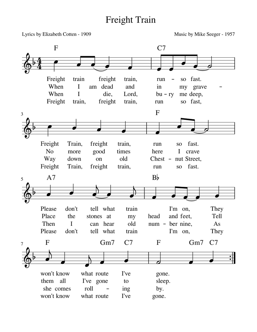 Freight Train Sheet music for Violin | Download free in PDF or MIDI ...