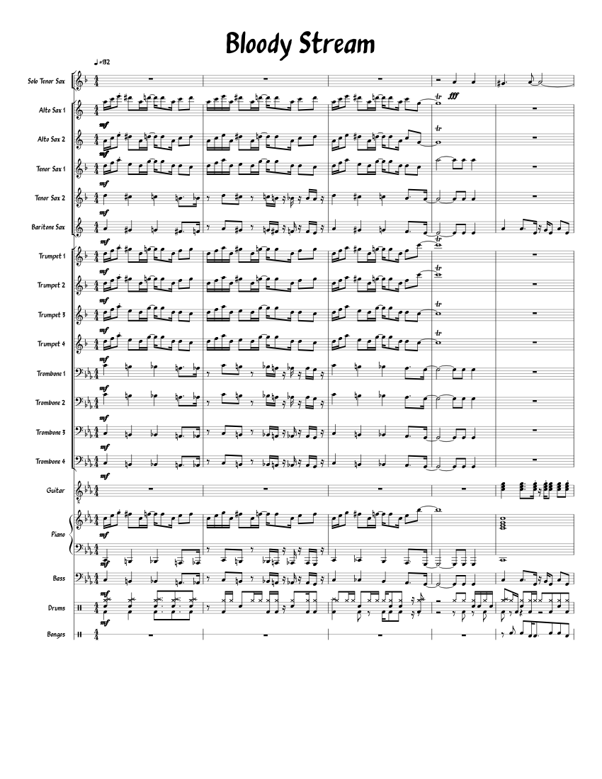 Bloody Stream sheet music for Piano, Tenor Saxophone, Alto Saxophone ...