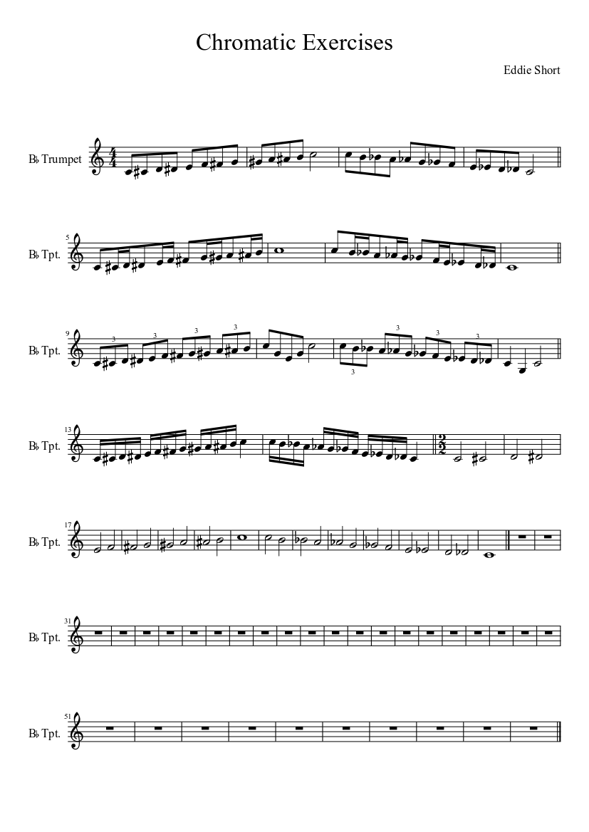 SV Trumpet WarmUp Chromatic Exercises sheet music download free in PDF or MIDI