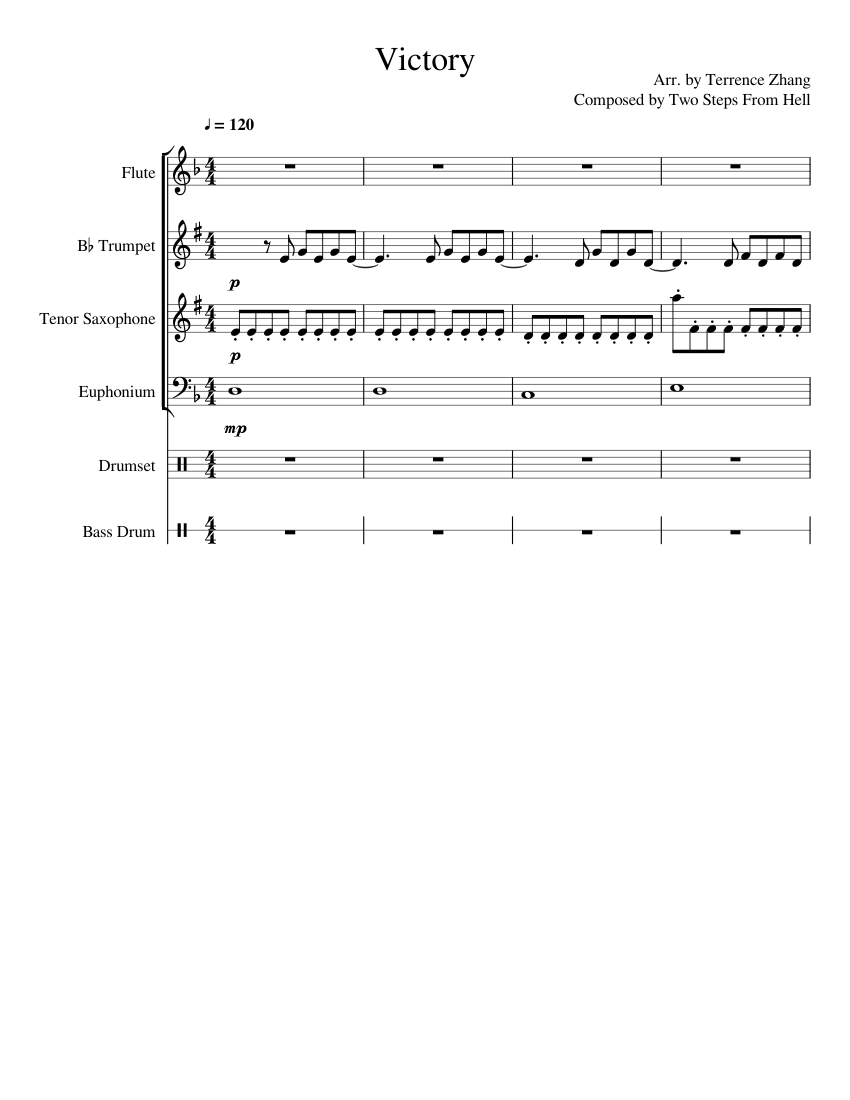 Two Steps From Hell - Victory sheet music for Flute, Trumpet, Tenor ...