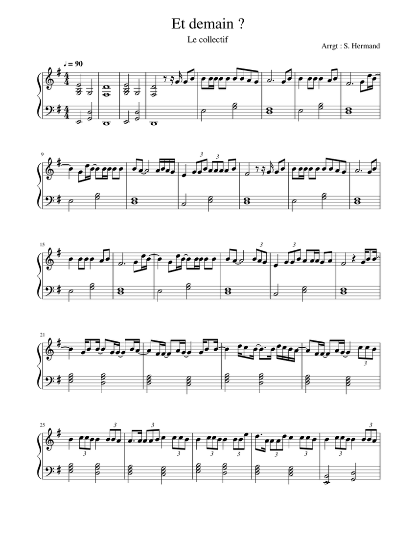 Et demain ? Le collectif Sheet music for Piano (Solo) | Musescore.com