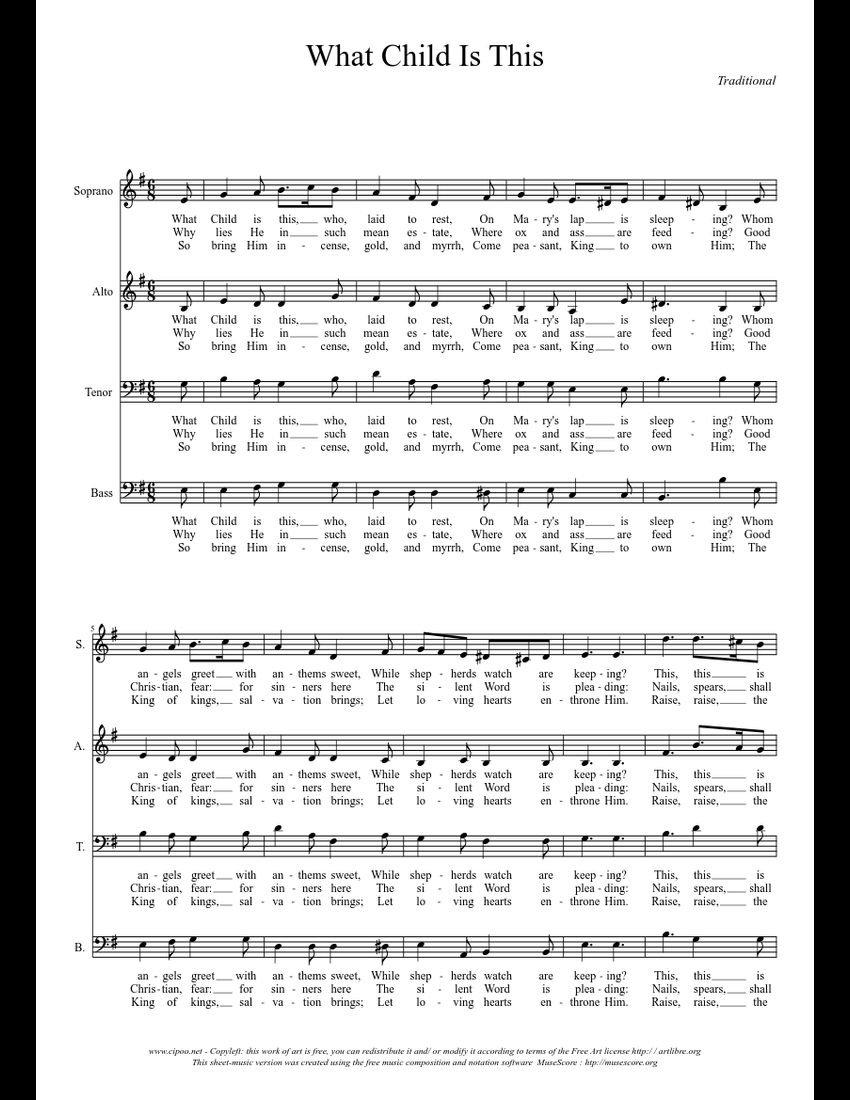 What Child Is This? sheet music download free in PDF or MIDI