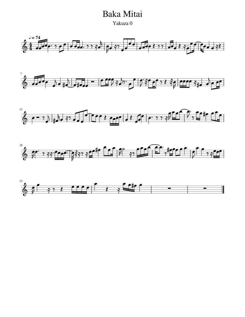 Baka Mitai (from Yakuza 0) for Alto Saxophone Sheet music for Alto Saxophone | Download free in ...