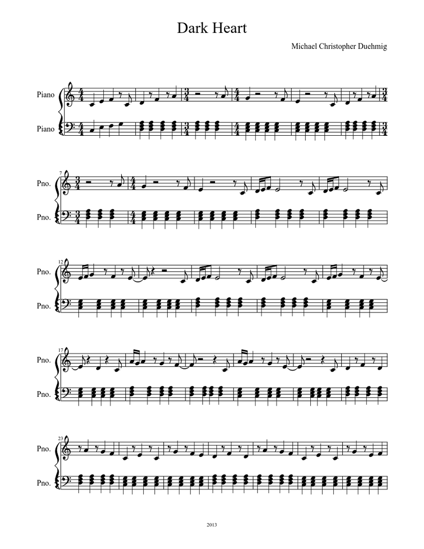 Dark Heart Sheet music | Download free in PDF or MIDI | Musescore.com