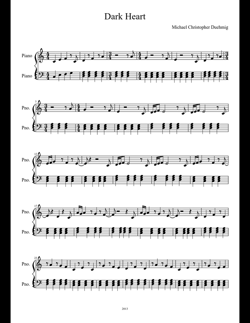 Dark Heart sheet music download free in PDF or MIDI