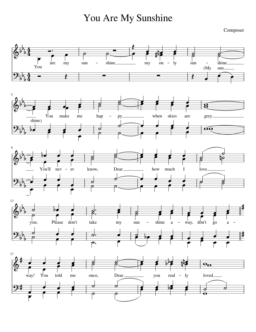 You Are My Sunshine sheet music for Piano download free in PDF or MIDI
