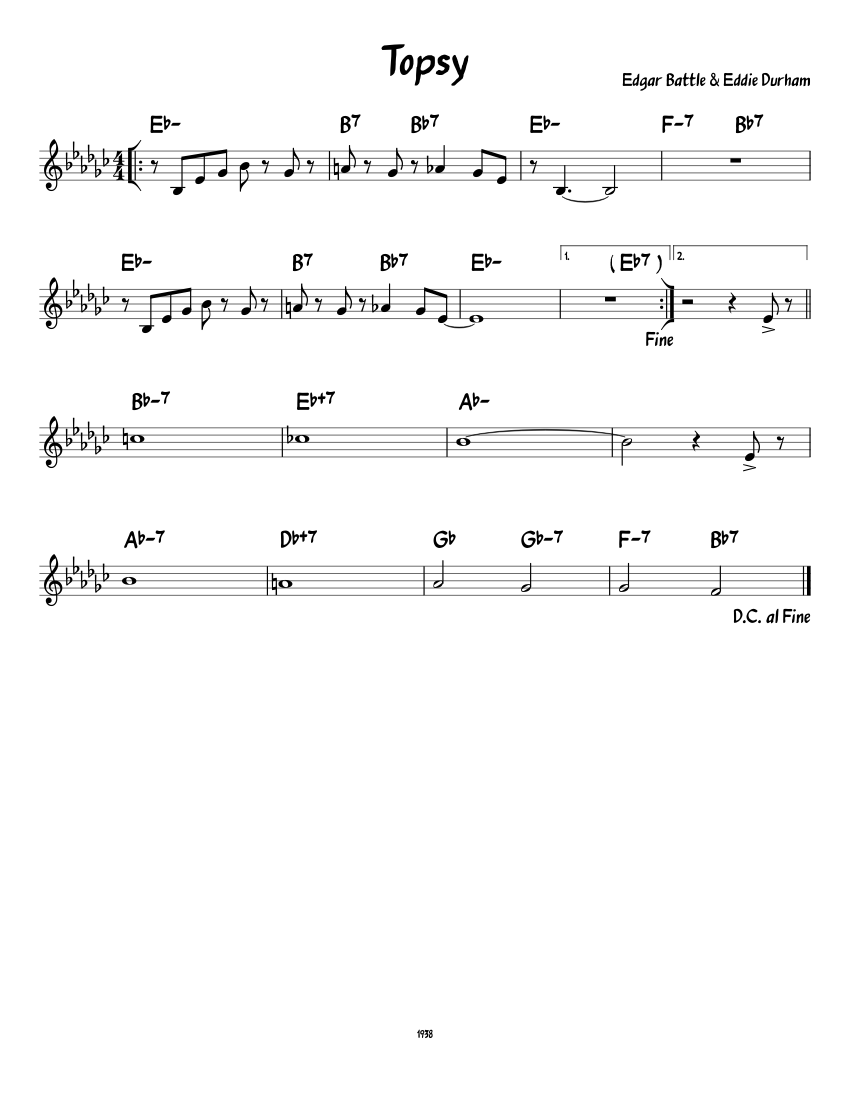 Topsy Sheet music for Piano | Download free in PDF or MIDI | Musescore.com