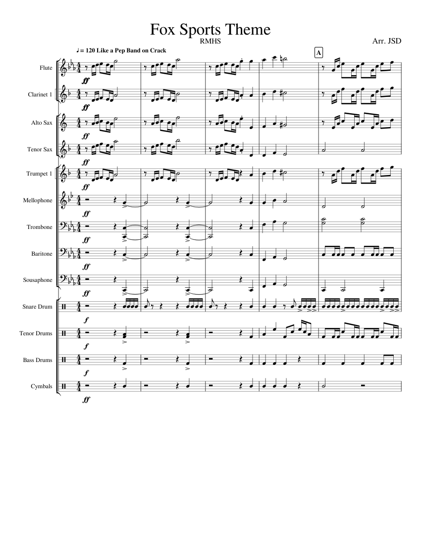 Fox Sports Theme RMHS Sheet music for Trumpet (In B Flat), Trombone ...