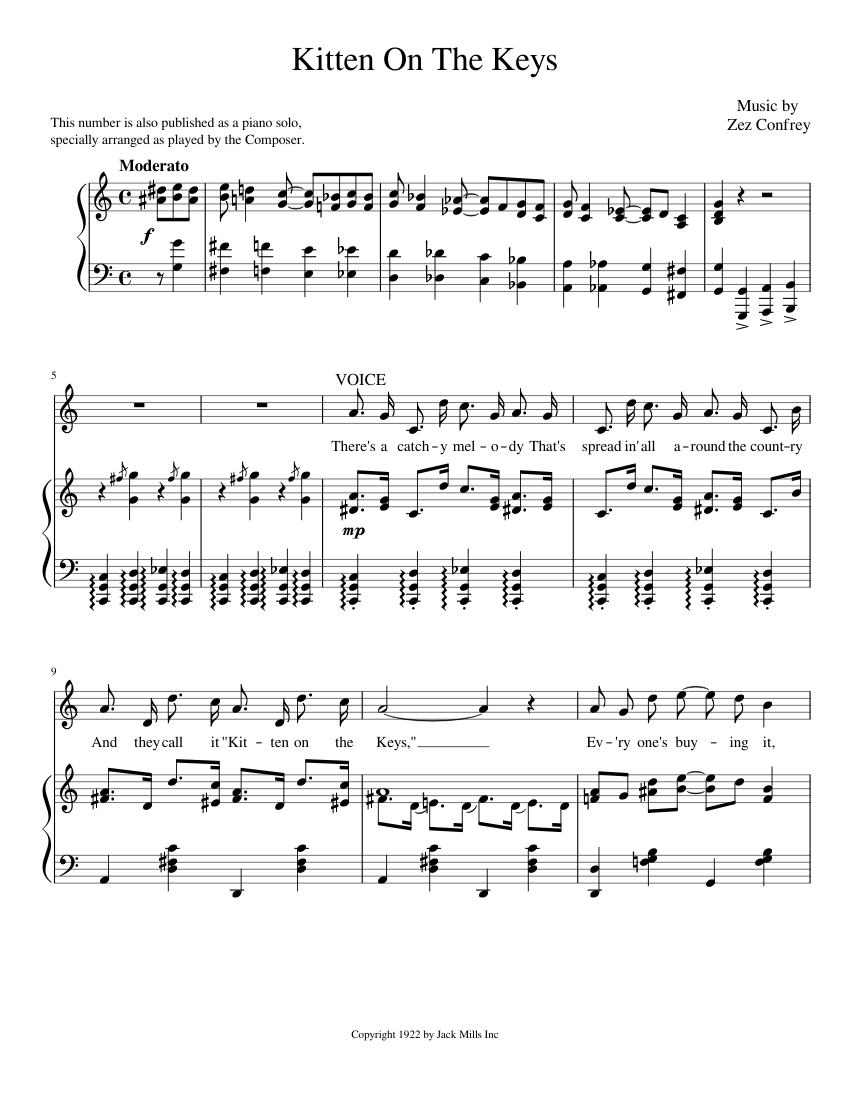 Kitten On The Keys - Song Version Sheet music for Piano, Voice ...