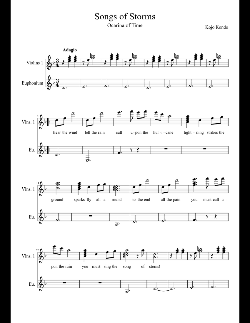 Song of Storms sheet music download free in PDF or MIDI