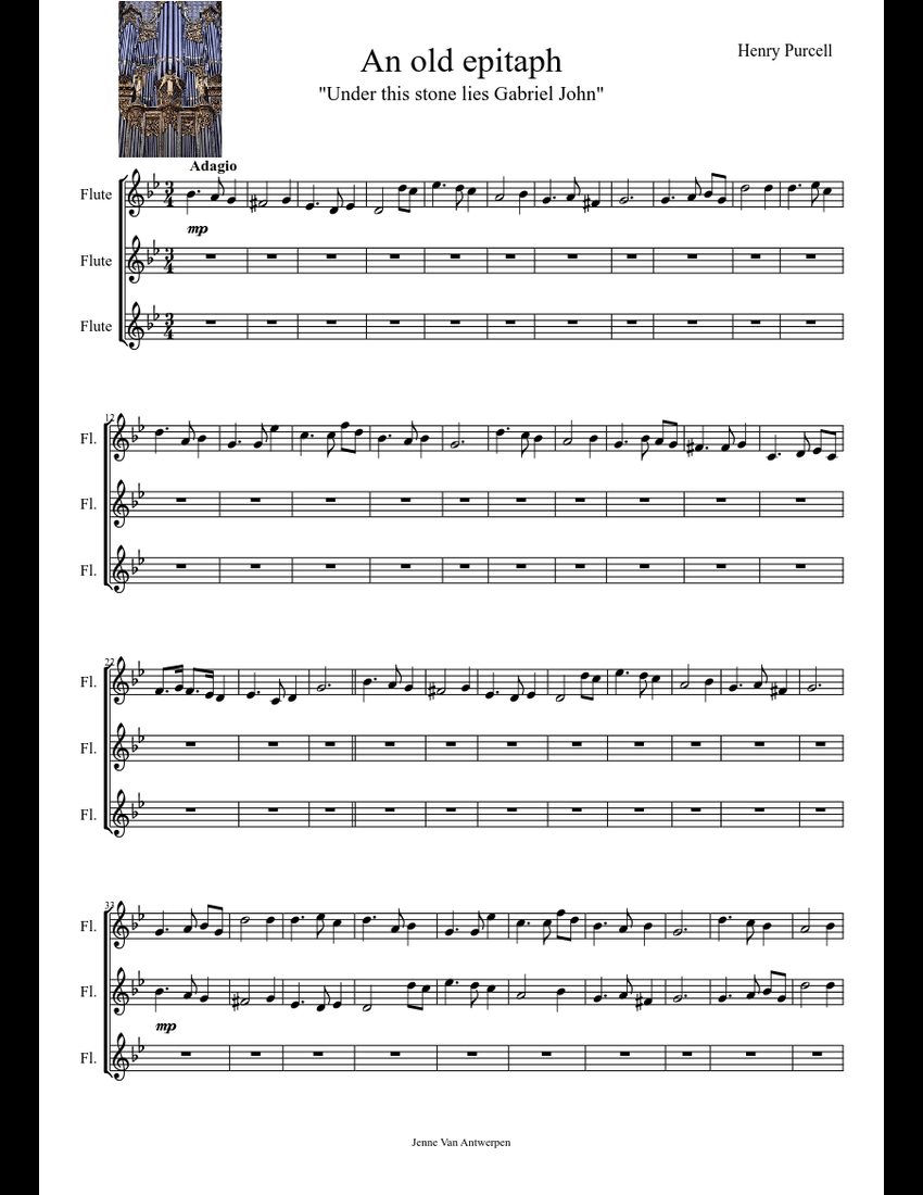 An old epitaph sheet music download free in PDF or MIDI