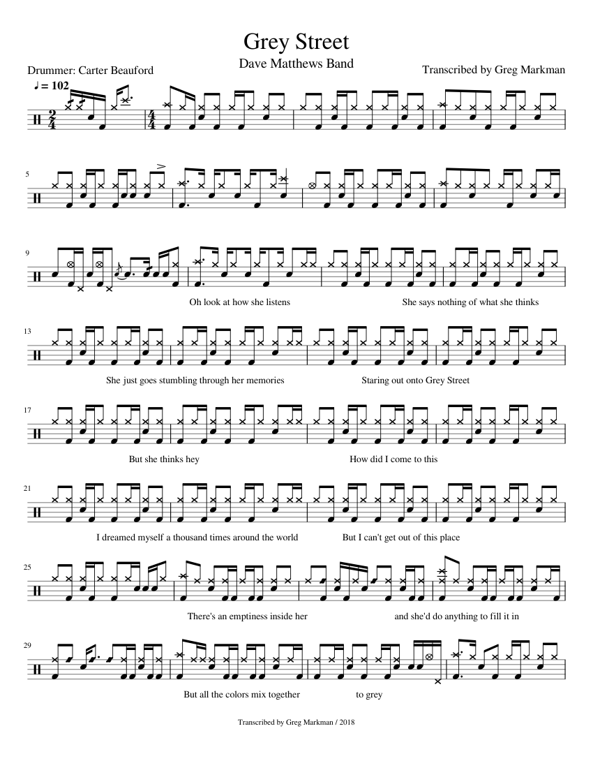 Dave Matthews Band - Grey Street Sheet music for Drum Group (Solo ...