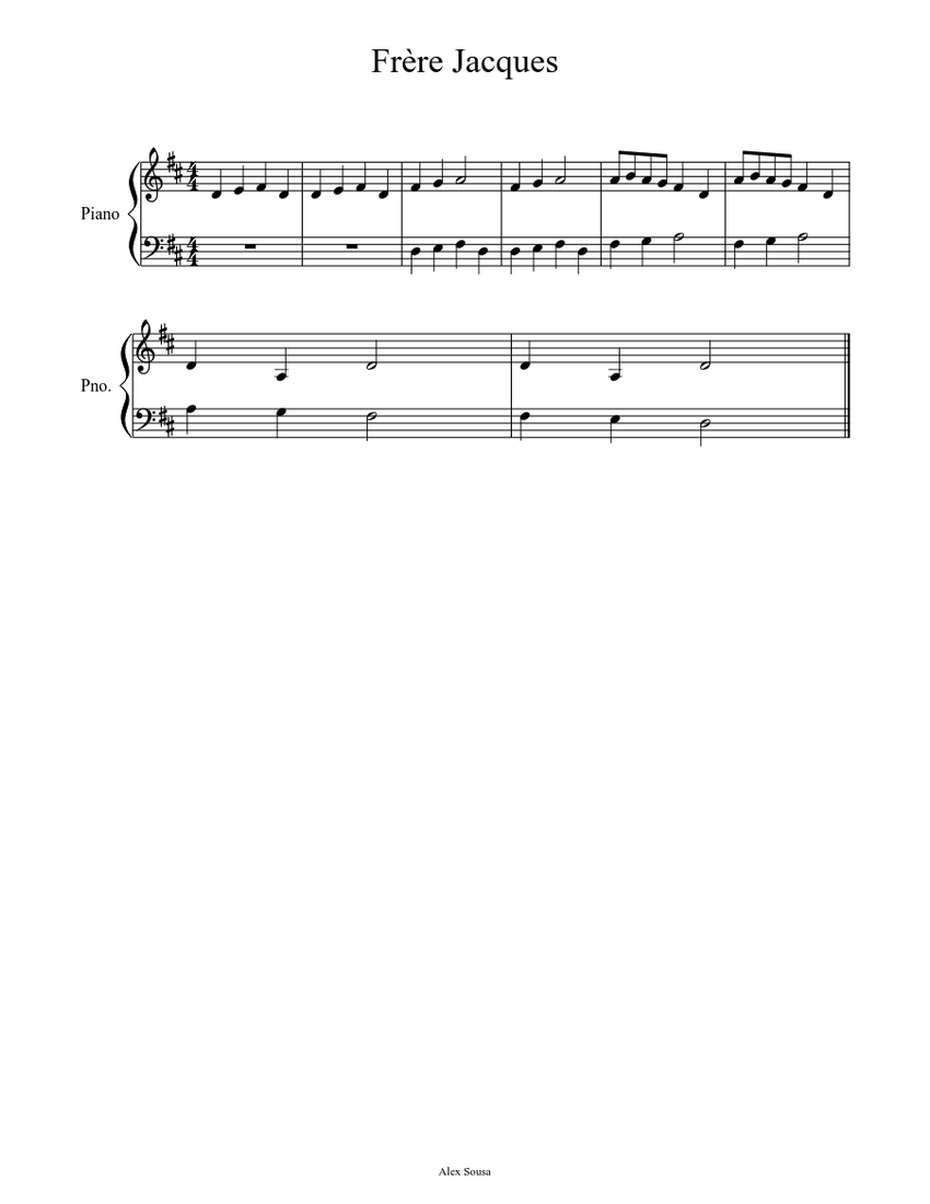 Frère Jacques Sheet music | Download free in PDF or MIDI | Musescore.com