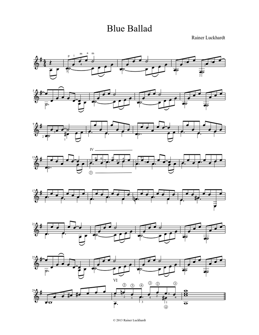 Blue Ballad Sheet music | Musescore.com