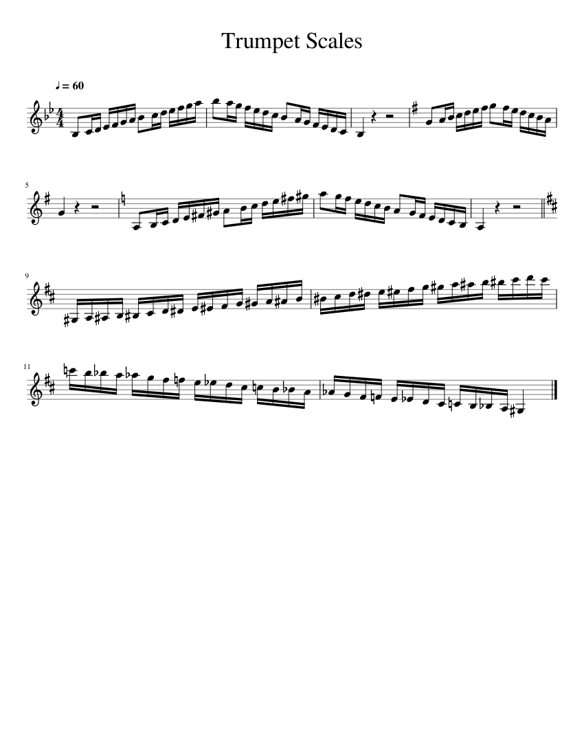 Trumpet Scales sheet music for Trumpet download free in PDF or MIDI