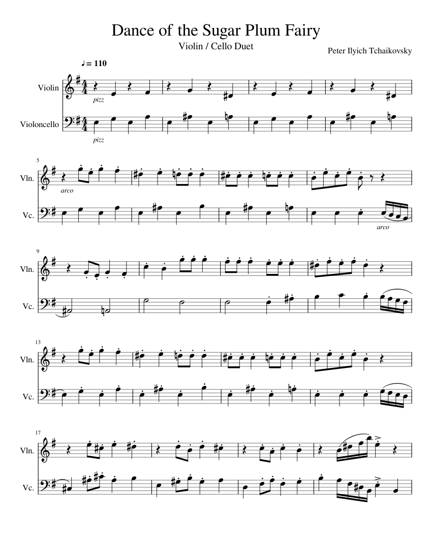 Dance of the Sugar Plum Fairy sheet music for Violin, Cello download free in PDF or MIDI