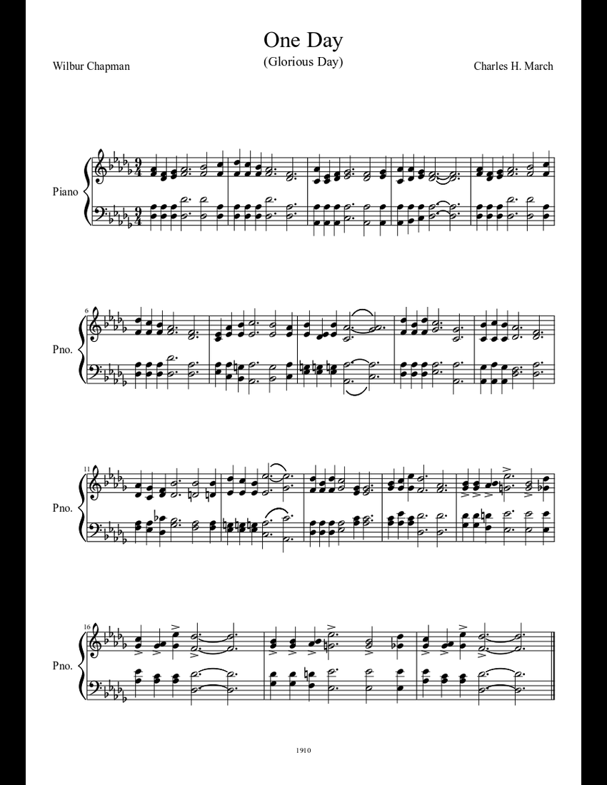 One Day sheet music download free in PDF or MIDI