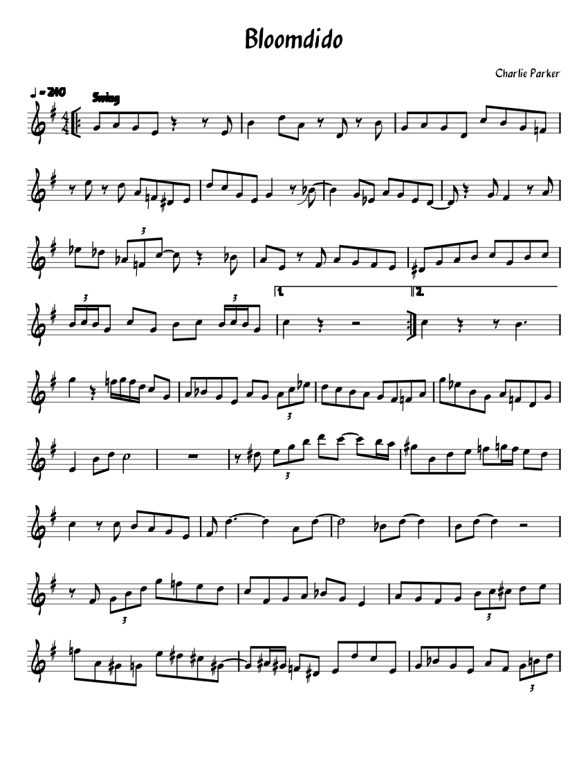 Charlie Parker - Bloomdido Sheet music for Saxophone (Alto) (Solo ...