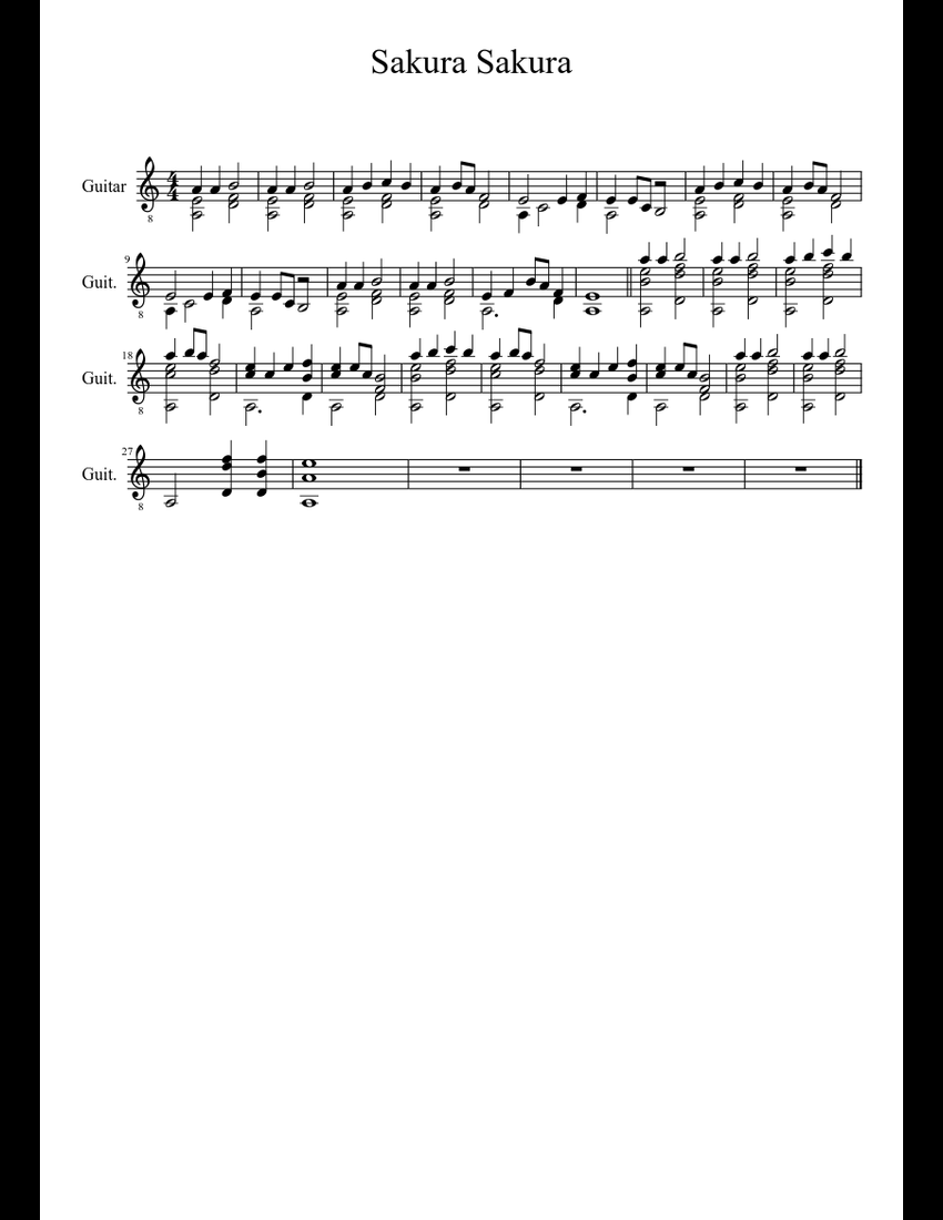 Sakura sheet music download free in PDF or MIDI