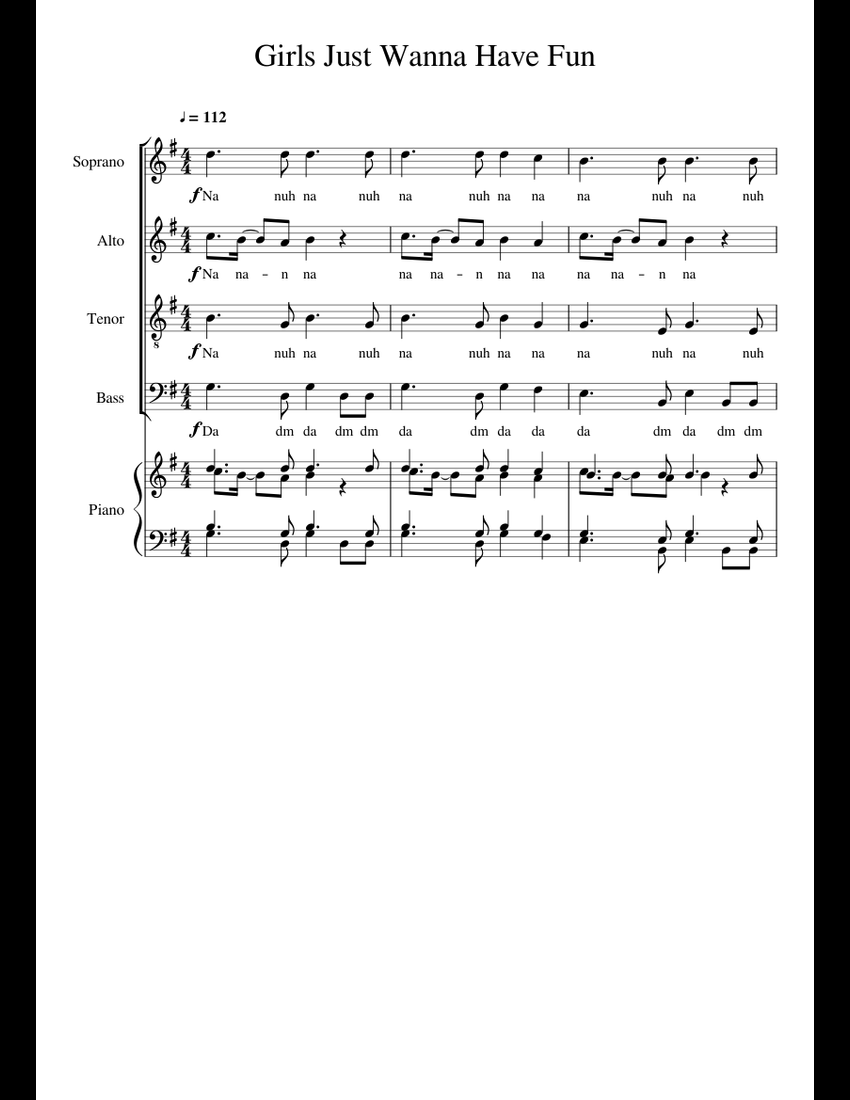 Girls Just Wanna Have Fun sheet music for Piano, Voice download free in ...