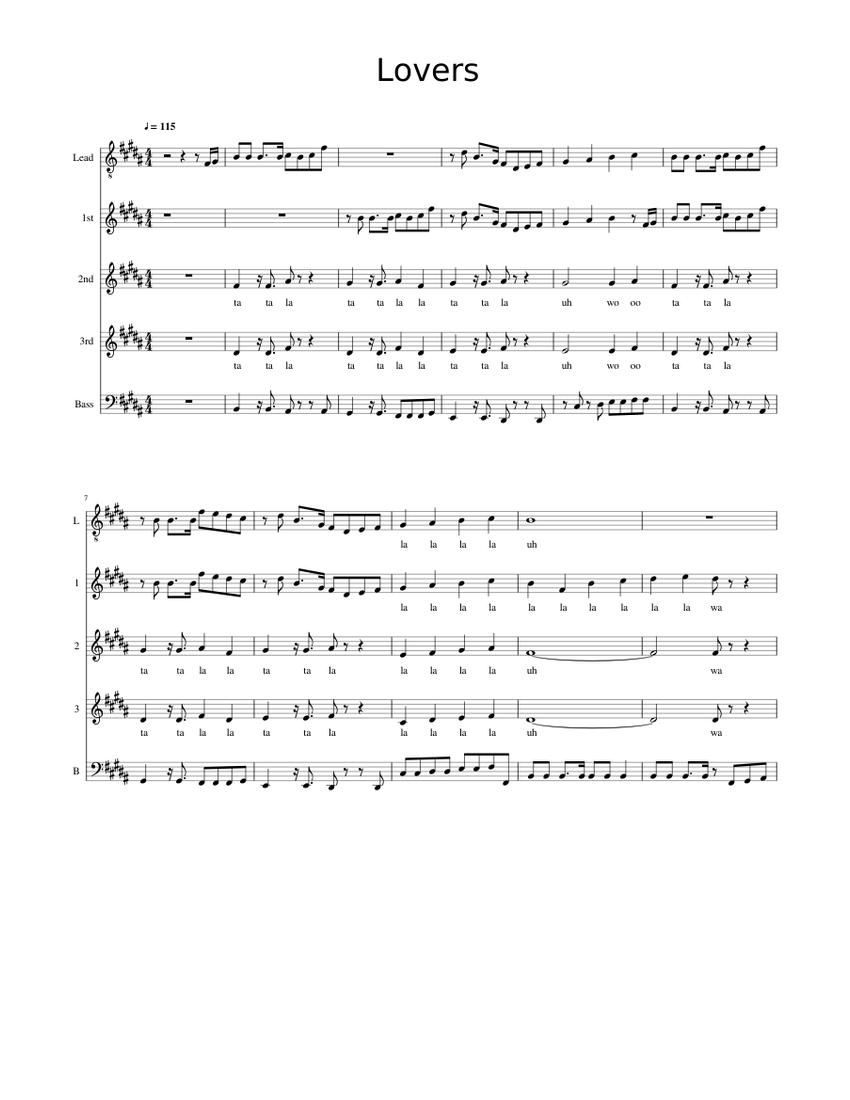 Lovers Sheet music for Piano (Mixed Quintet) | Musescore.com