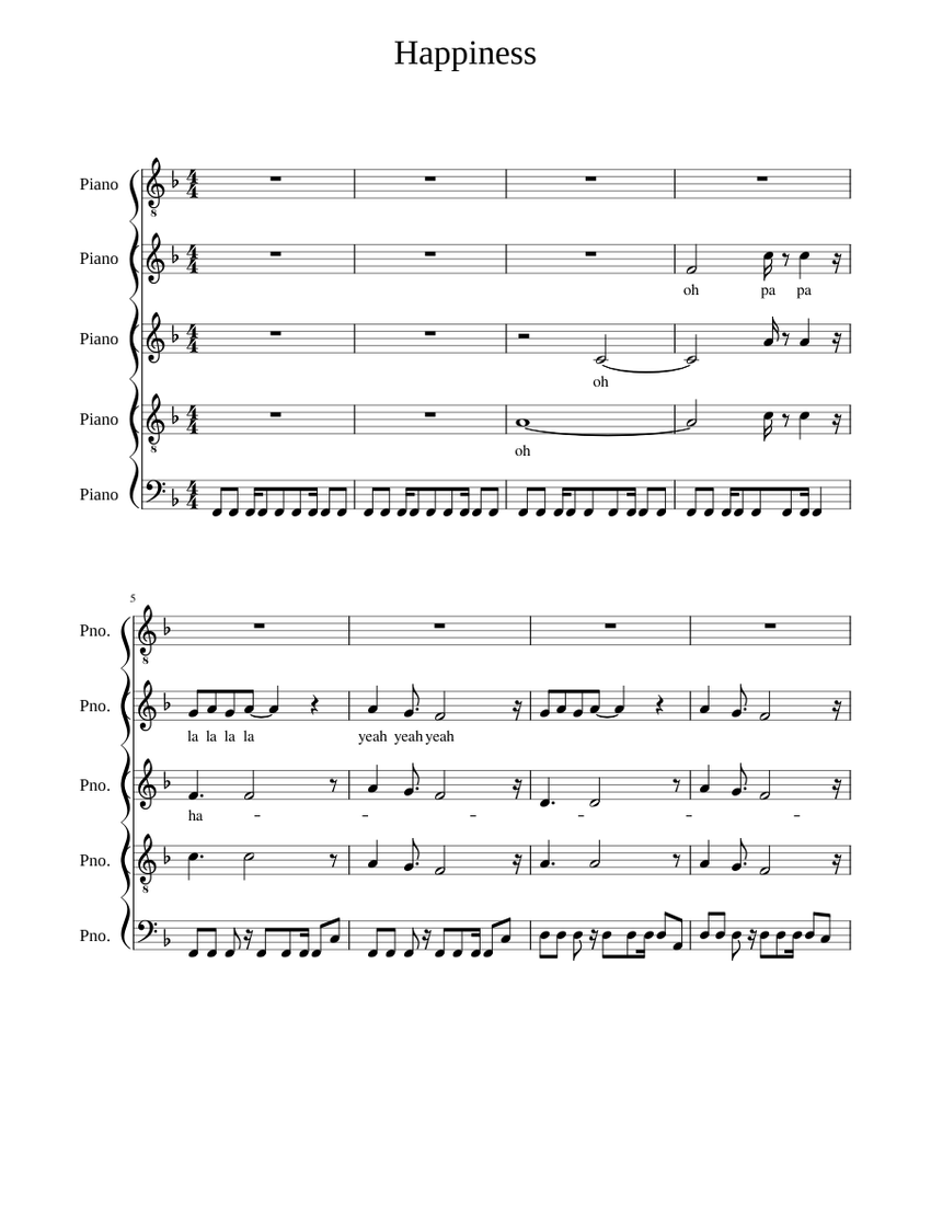 Happiness Sheet music for Piano (Mixed Quintet) | Musescore.com