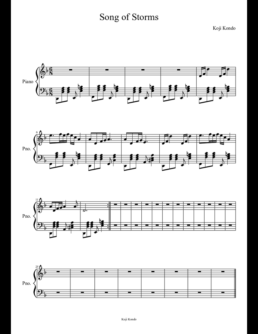 Song of Storms sheet music download free in PDF or MIDI