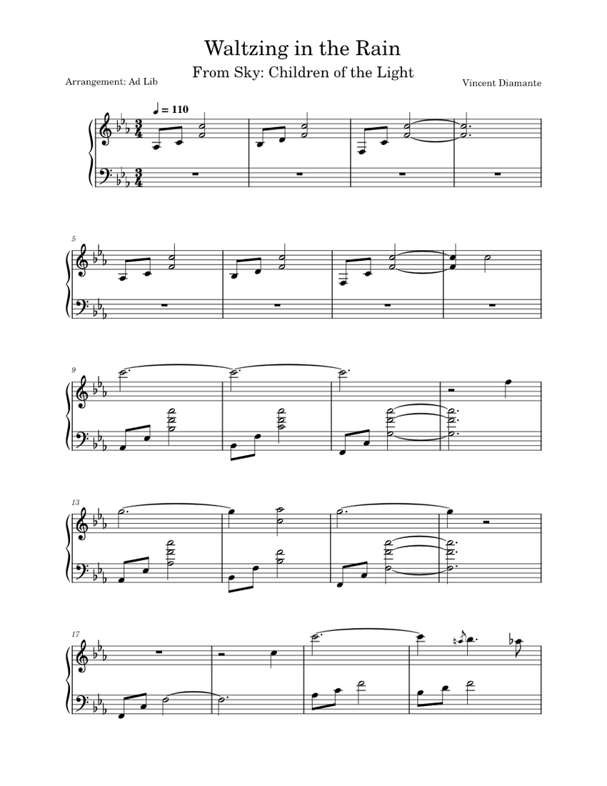 Sky: Children Of Light - Hidden Forest (Waltzing In the Rain) Sheet ...