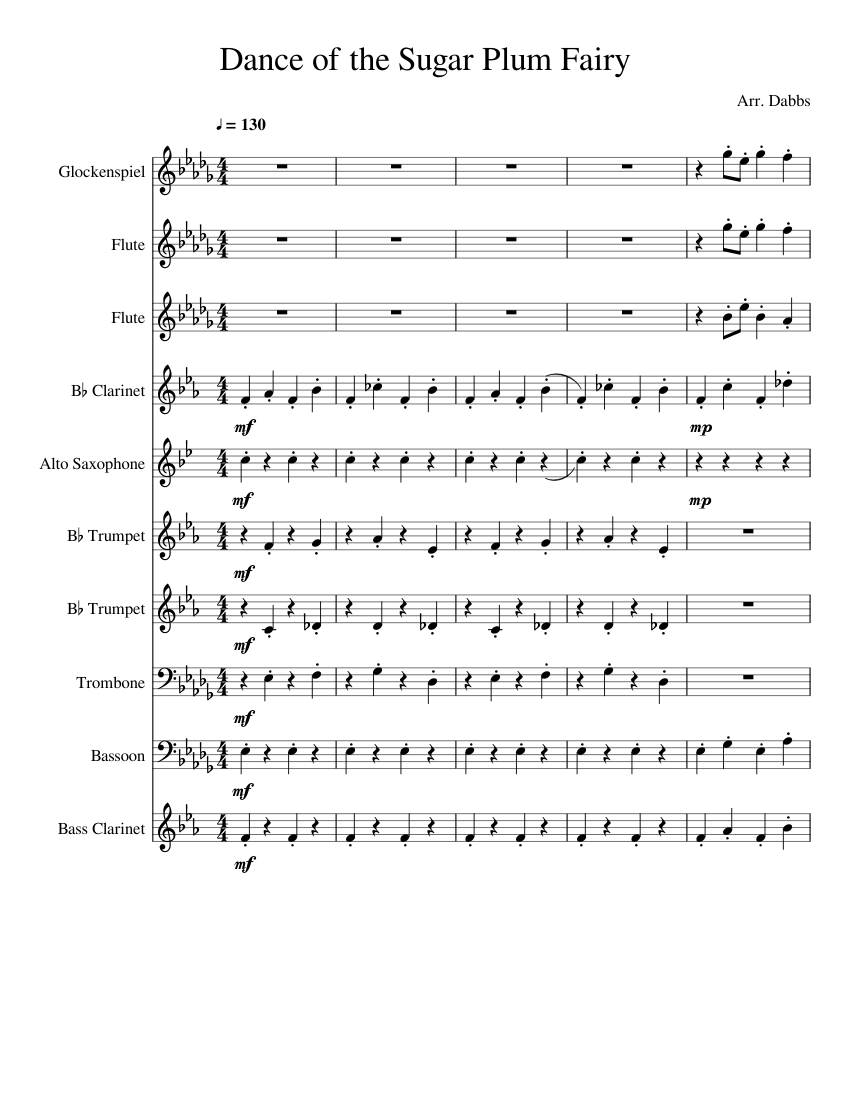 Dance of the Sugar Plum Fairy Sheet music for Trumpet (In B Flat ...