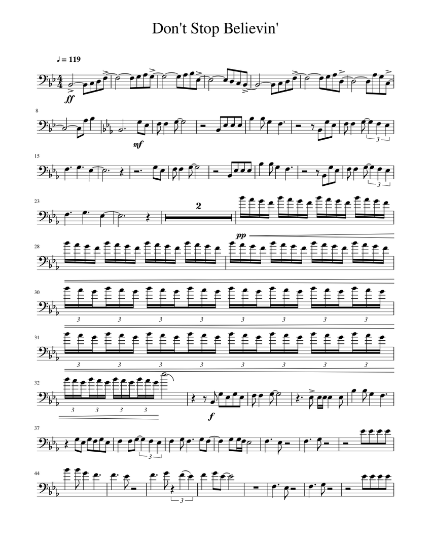 Don't Stop Believin' Trombone Solo Sheet music for Trombone | Download free in PDF or MIDI ...