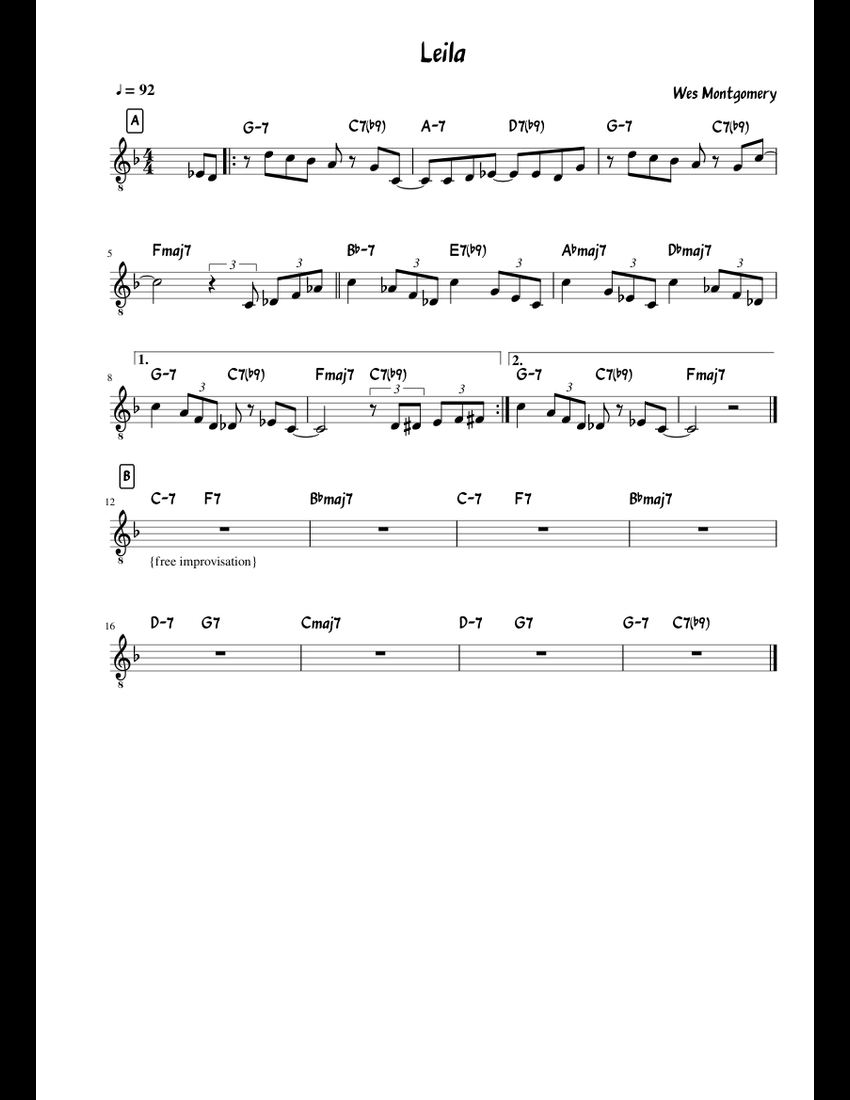 Leila sheet music for Guitar download free in PDF or MIDI