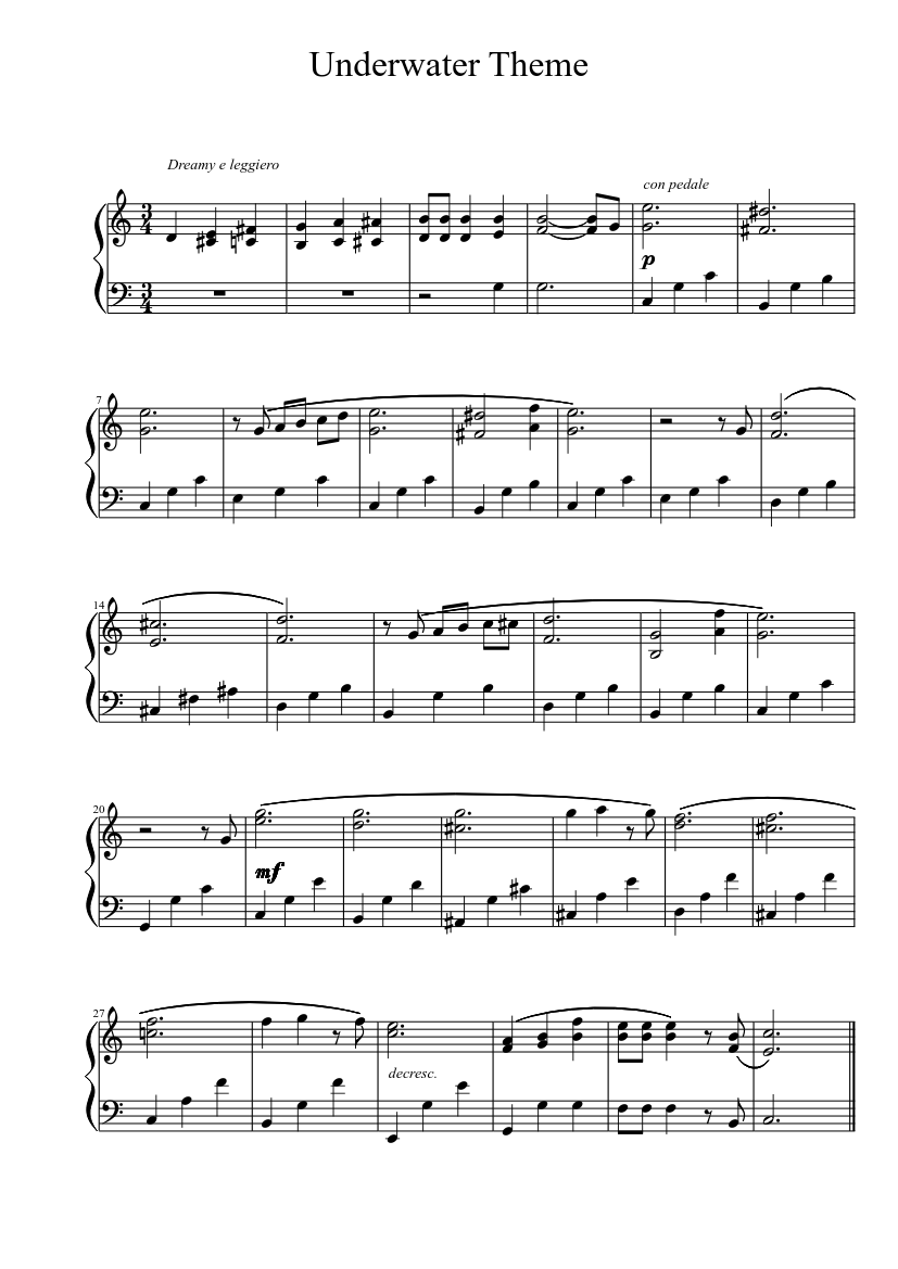 Super Mario Underwater Theme sheet music download free in PDF or MIDI