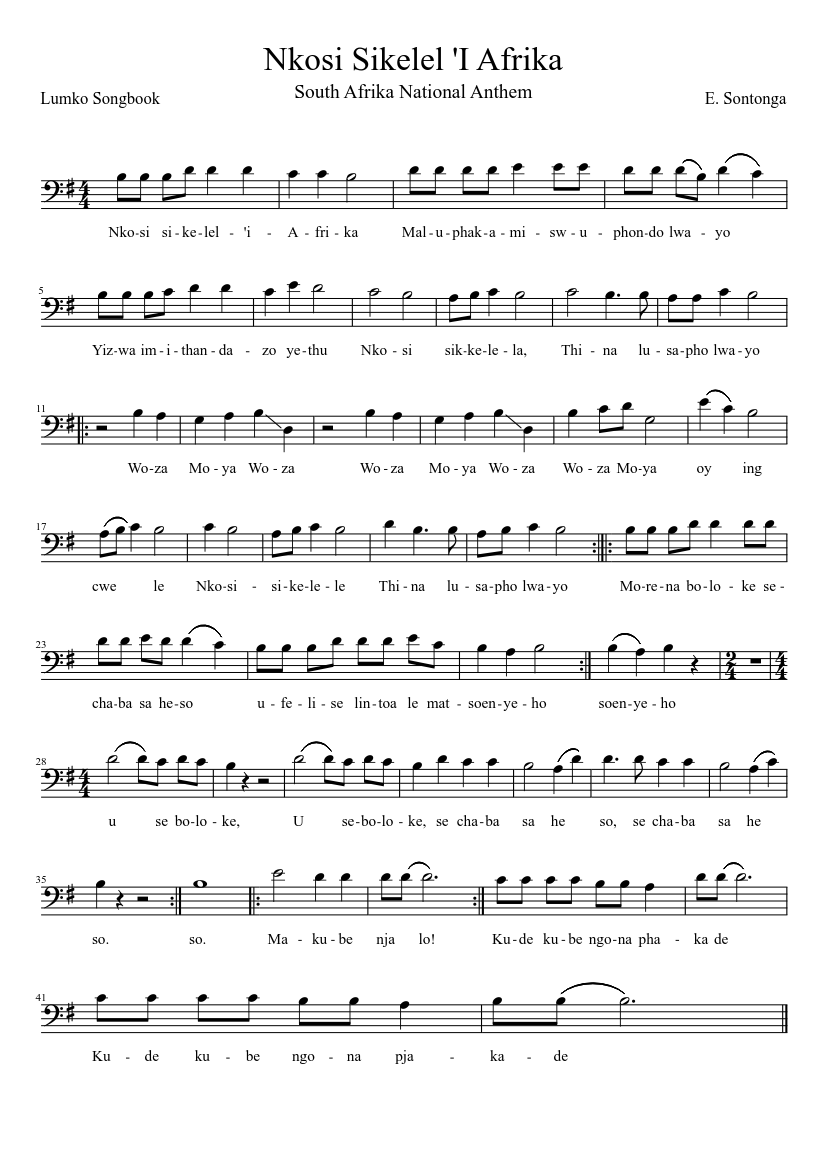 Nkosi Sikelel 'I Afrika sheet music download free in PDF or MIDI
