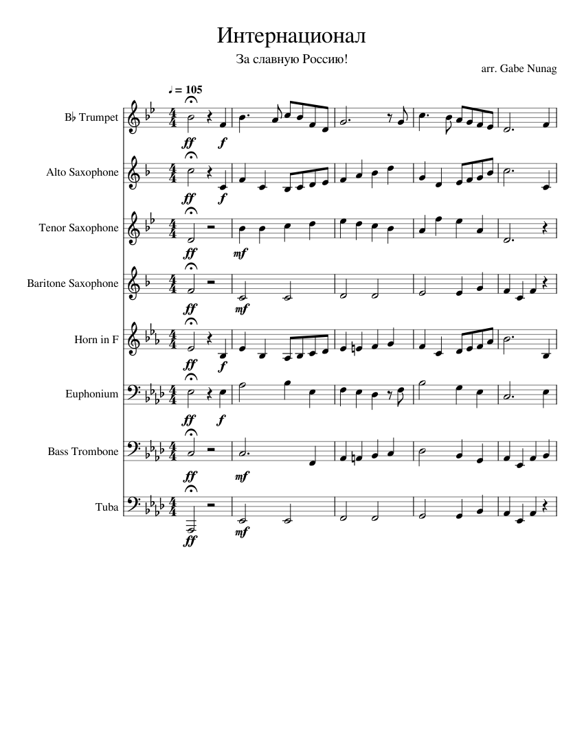 The Internationale Sheet music for Trumpet (In B Flat), Saxophone (Alto ...