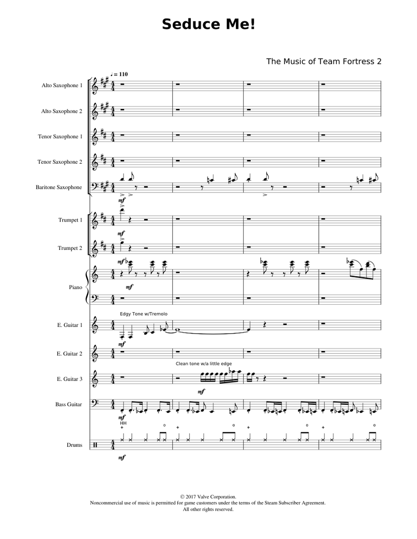 TF2 Fight Songs: Seduce Me! Sheet music for Saxophone (Alto), Saxophone ...