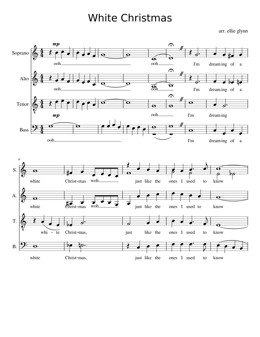 White Christmas SATB Acapella Sheet music for Soprano, Tenor, Alto ...