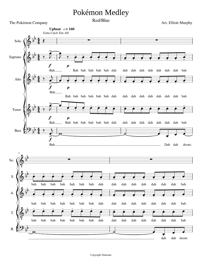 Pokémon Medley sheet music for Piano download free in PDF or MIDI