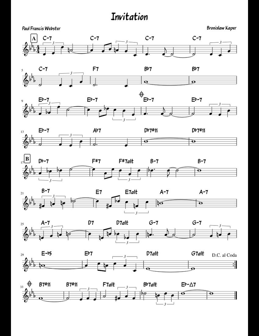 Invitation sheet music for Piano download free in PDF or MIDI