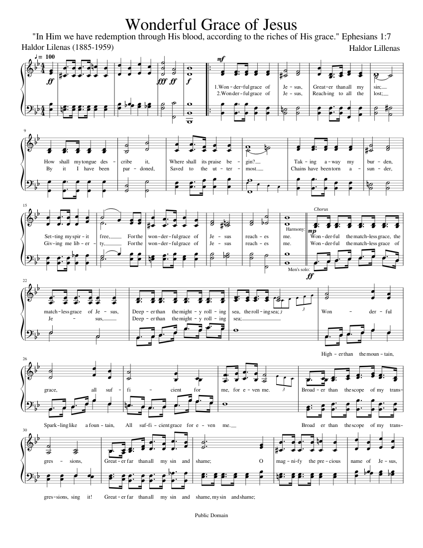 Wonderful Grace of Jesus Sheet music for Organ | Download free in PDF ...