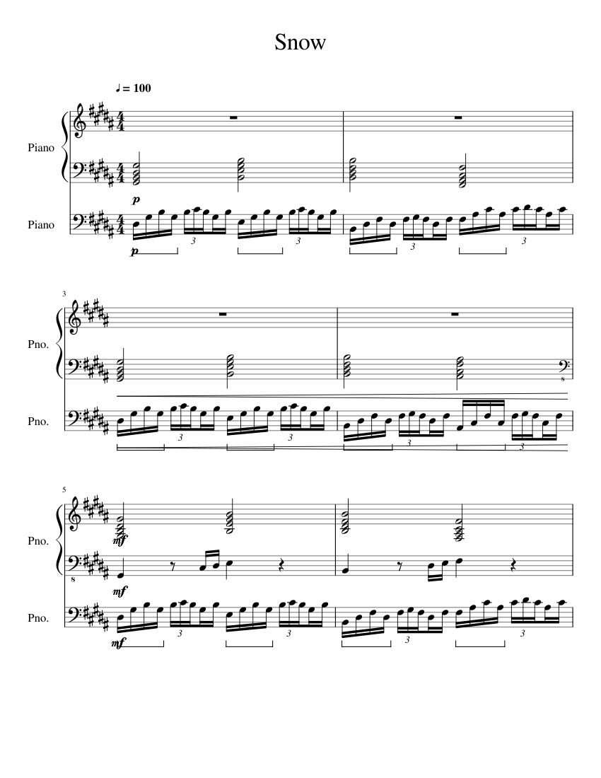 Snow (Hey Oh) sheet music for Piano download free in PDF or MIDI