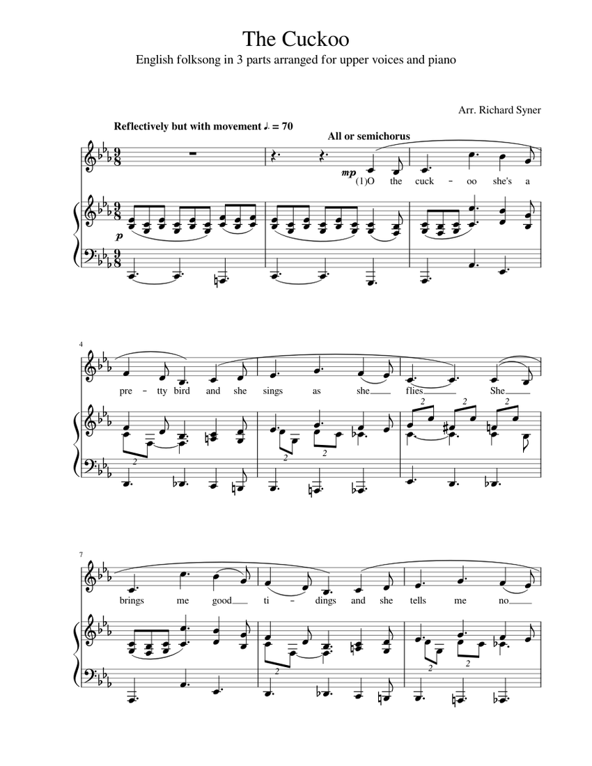 The Cuckoo Sheet music for Piano, Vocals (Mixed Quintet) | Musescore.com