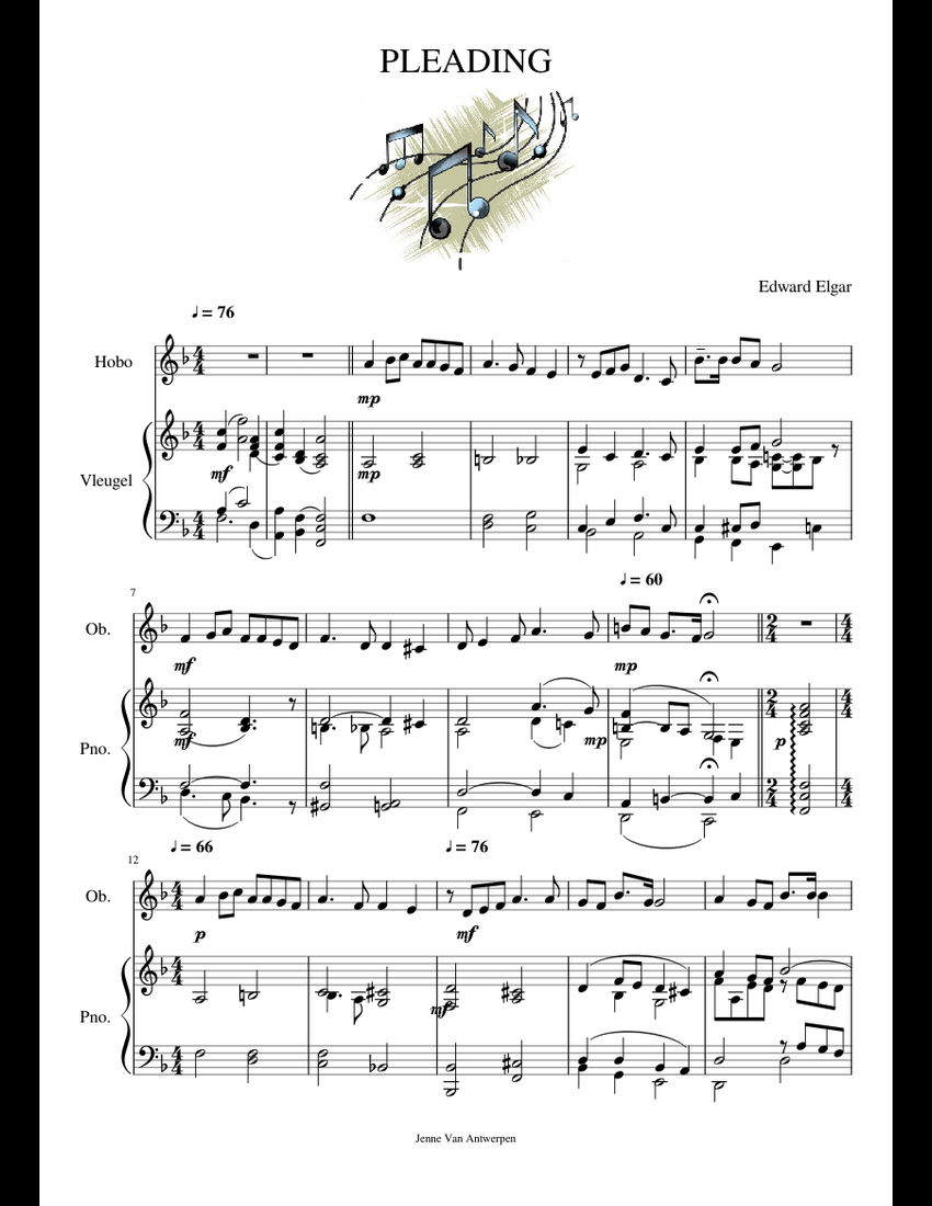 PLEADING sheet music for Piano, Oboe download free in PDF or MIDI