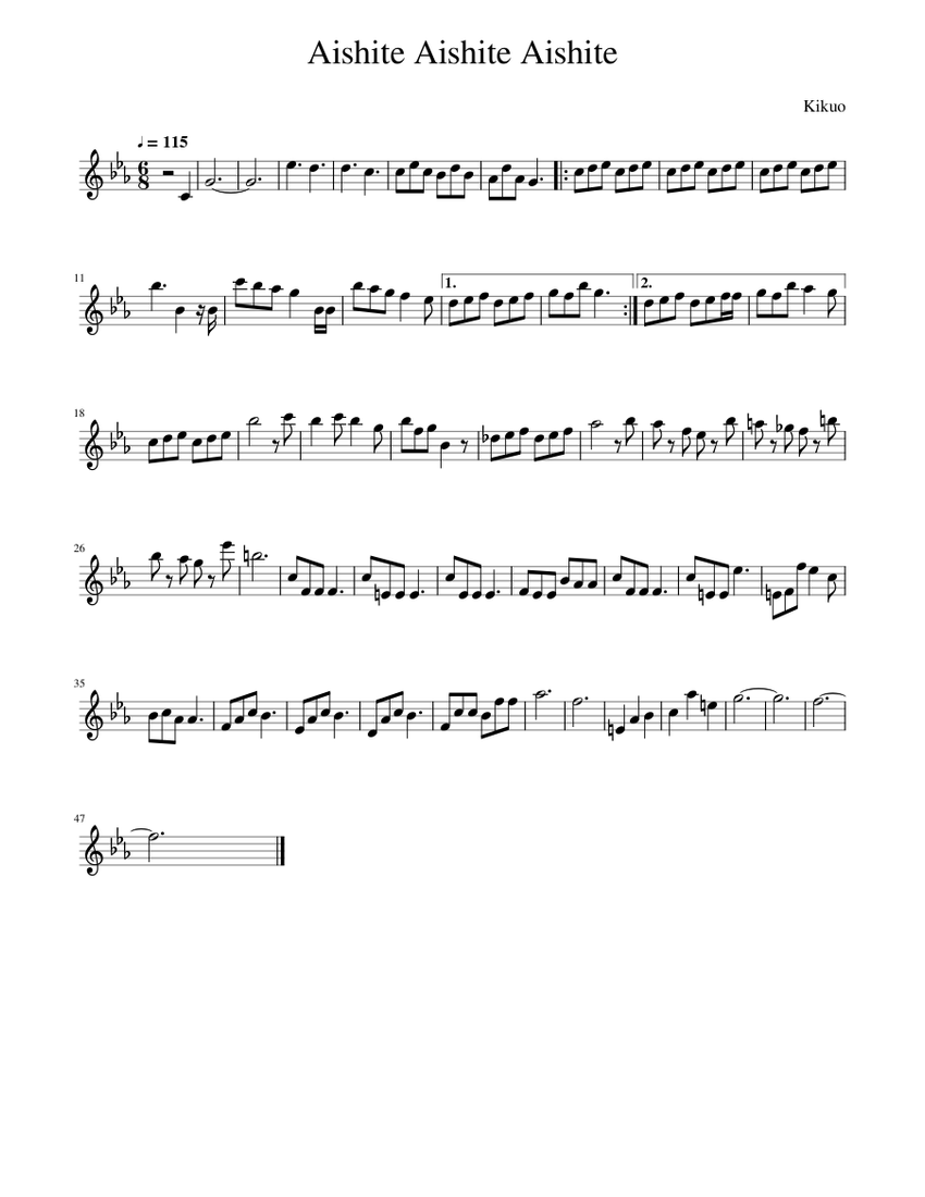 Aishite Aishite Aishite Sheet music for Flute (Solo) | Musescore.com